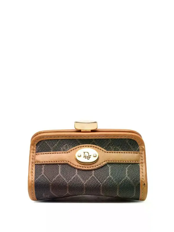 Dior Honeycomb Coated Canvas Coin Pouch - Black