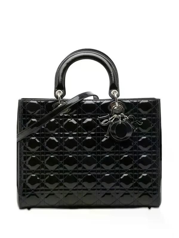 Dior Patent Cannage Lady Satchel - Blue