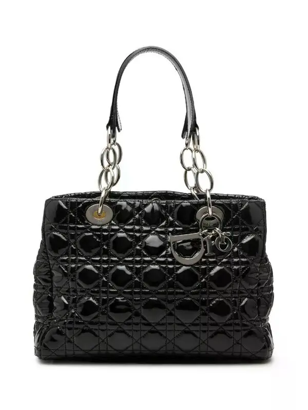 Dior Patent Cannage Soft Zipped Shopping Tote Bag - Black