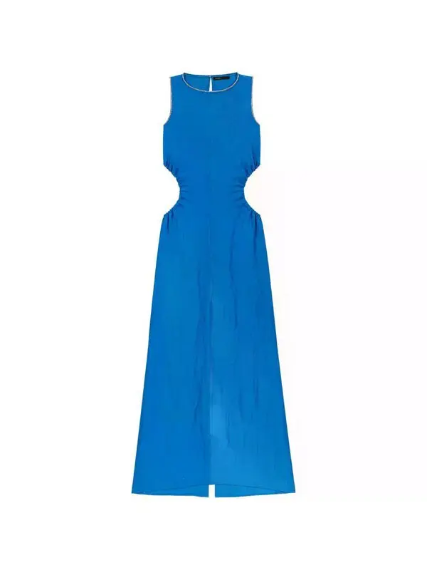 Maje Open Back Rhinestone Trimmed Maxi Dress