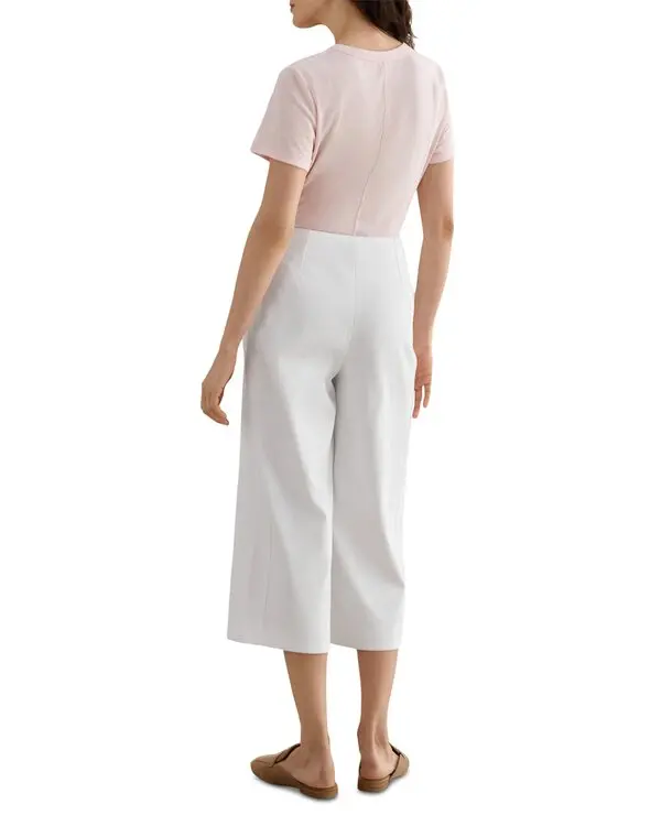HOBBS LONDON Petite Kimmi Wide Leg Cropped Trousers - White