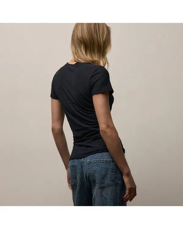 JAMES PERSE Sheer Slub Casual V-neck Tee - Deep
