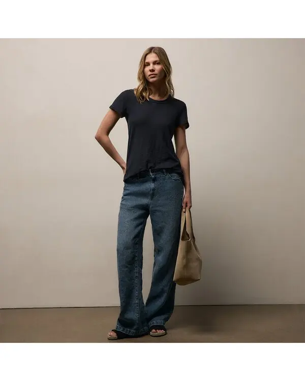 JAMES PERSE Sheer Slub Crew Neck Tee - Deep