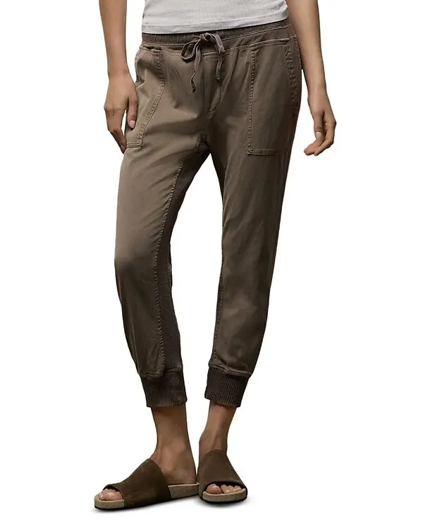 JAMES PERSE Mixed Media Stretch Cotton Lyocell Blend Jogger Pants - Coyote