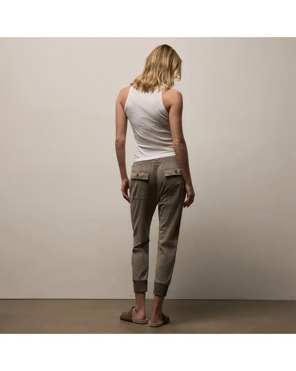 JAMES PERSE Mixed Media Stretch Cotton Lyocell Blend Jogger Pants - Coyote