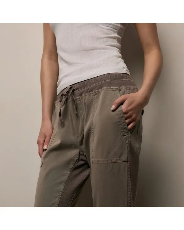 JAMES PERSE Mixed Media Stretch Cotton Lyocell Blend Jogger Pants - Coyote