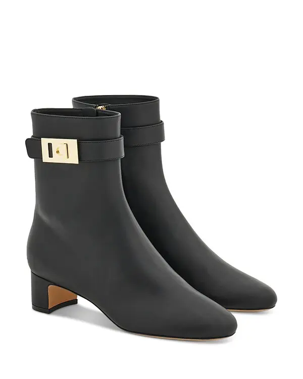 FERRAGAMO Elizia 40 Leather Ankle Boots