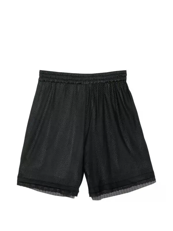 AVAVAV Mesh Texture Pinstripe Layered Shorts - Black