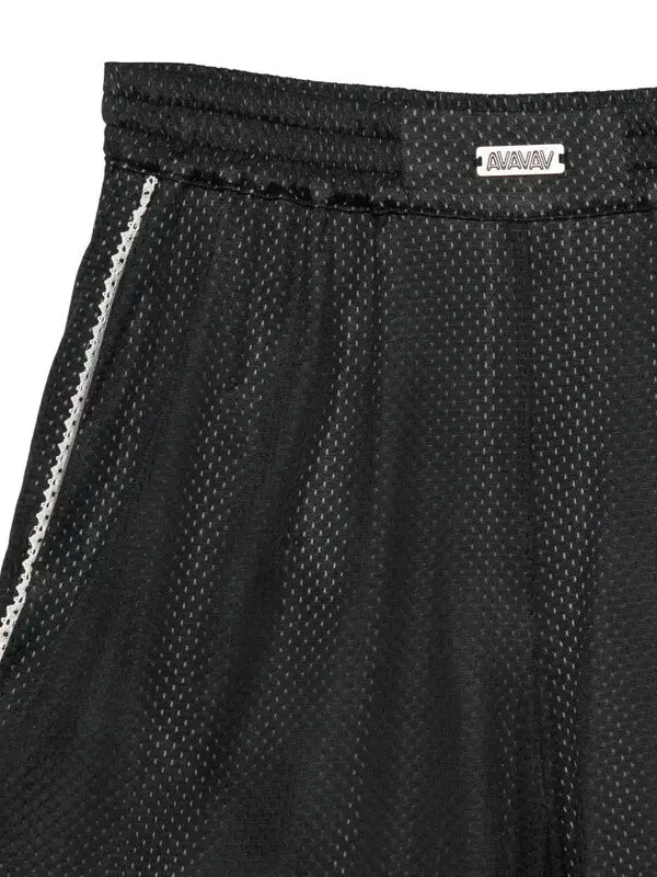 AVAVAV Mesh Texture Pinstripe Layered Shorts - Black