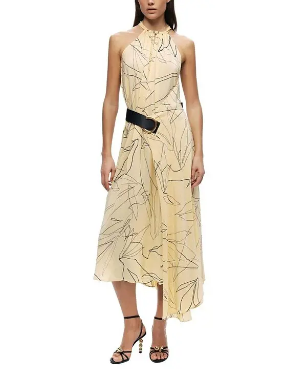 NOCTURNE Printed Halterneck Midi Dress - Multi-colored