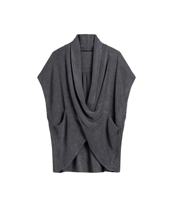 NOCTURNE Draped Wrap Blouse With Refined Metal Detail