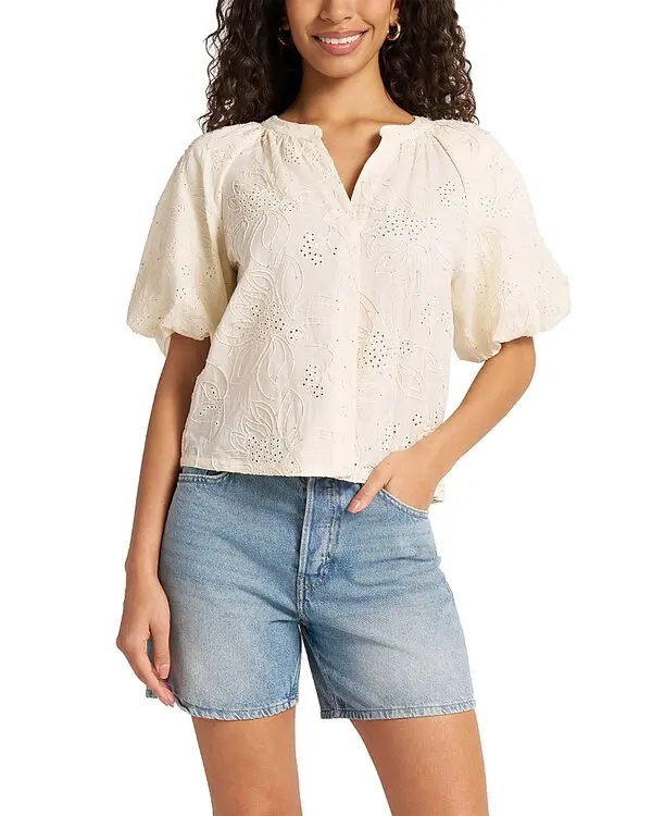 MATTY M Viola Embroidered Bubble Sleeve Top