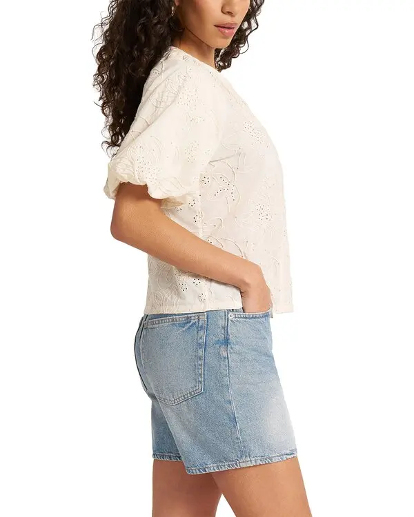 MATTY M Viola Embroidered Bubble Sleeve Top
