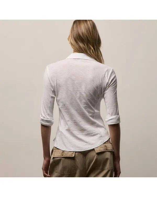 JAMES PERSE Sheer Slub Side Panel Shirt - White