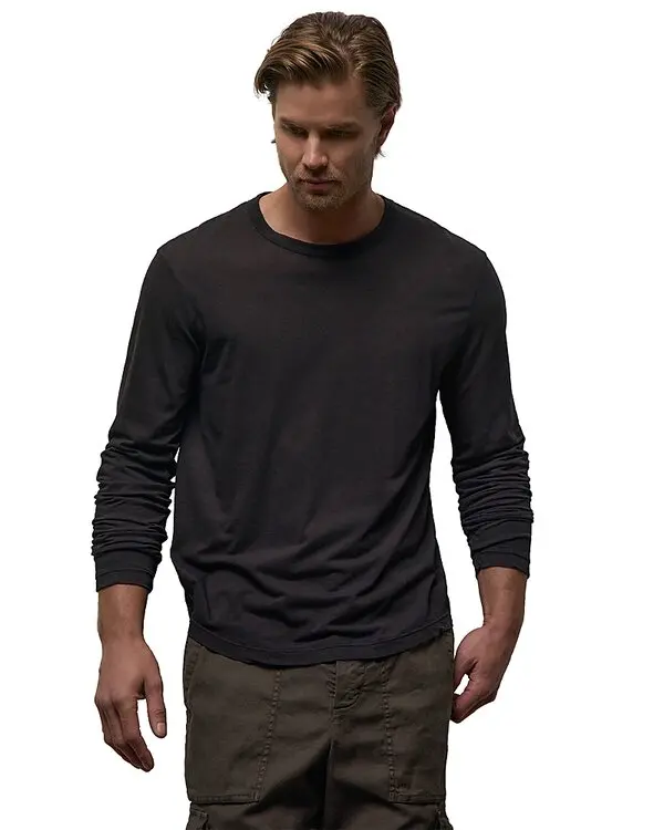 JAMES PERSE Shirttail Hem Crew Tee - Black