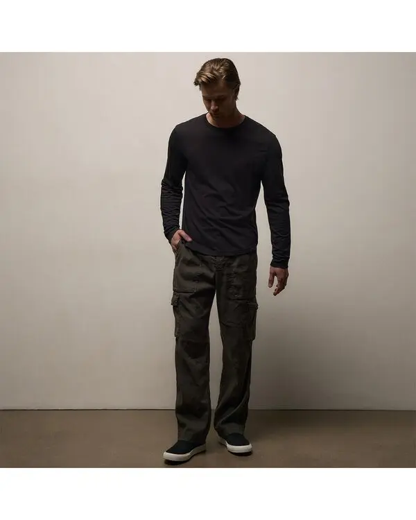 JAMES PERSE Shirttail Hem Crew Tee - Black