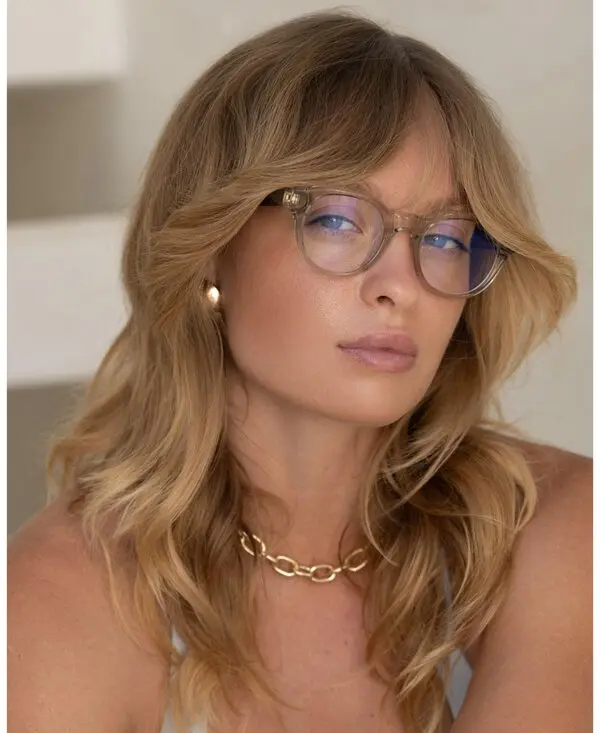 FREYRS EYEWEAR Round Cameron Blue Light Reading Glasses, 47mm - Crystal Light Gray