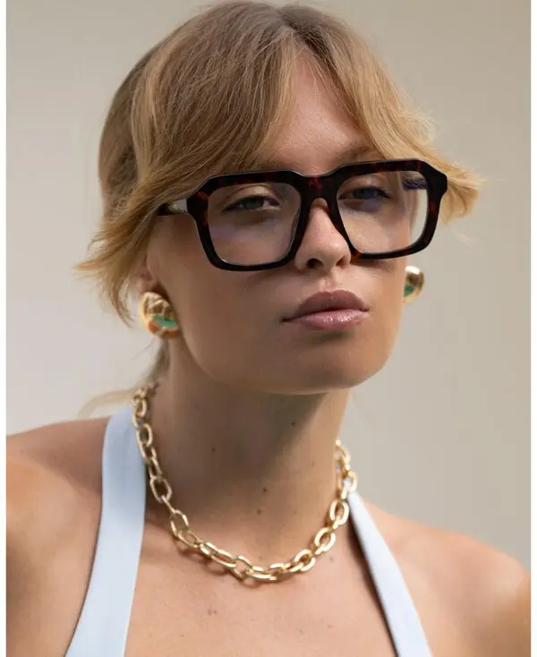 FREYRS EYEWEAR Oversized Rectangular Blue Light Reading Glasses - Dark Tortoise