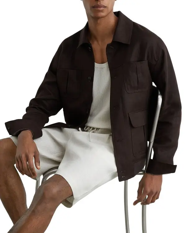 REISS Linen Drawstring Shorts - Stone