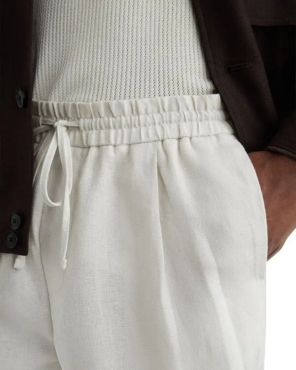 REISS Linen Drawstring Shorts - Stone