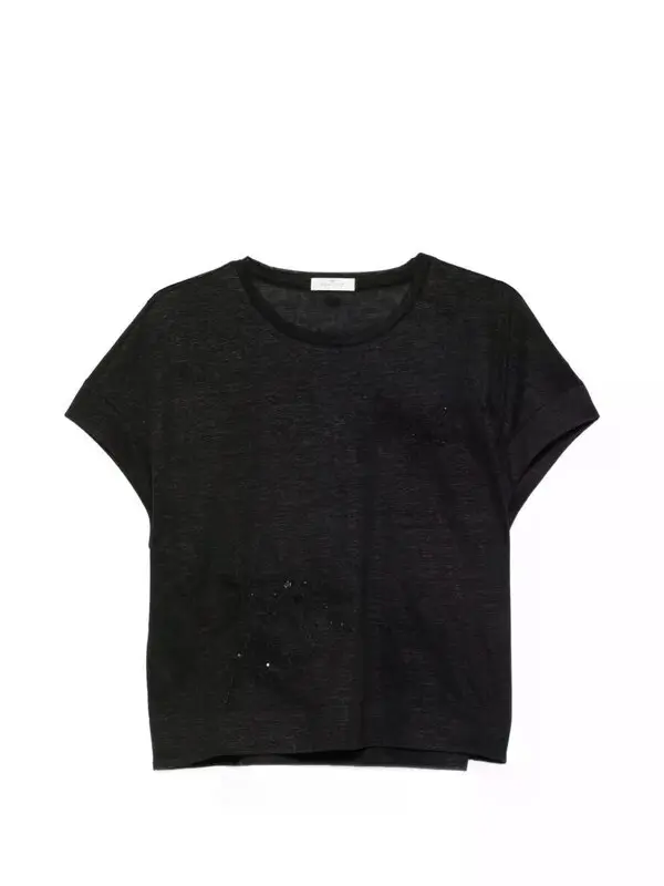 PANICALE Sequin Embellished Floral Embroidered T-shirt