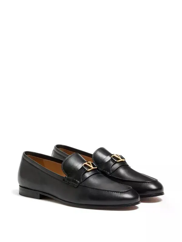 Valentino Garavani Vlogo Signature Leather Loafers - Black
