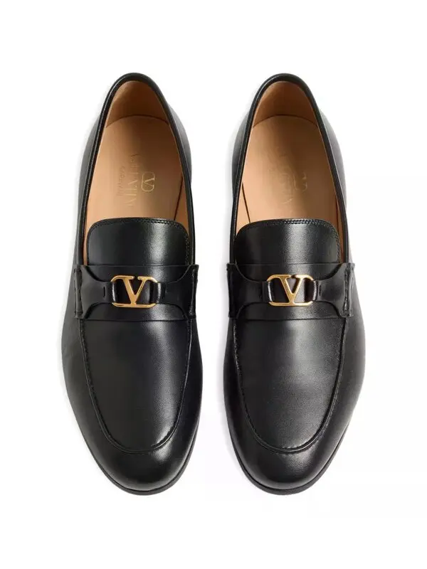 Valentino Garavani Vlogo Signature Leather Loafers - Black