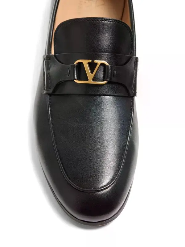 Valentino Garavani Vlogo Signature Leather Loafers - Black