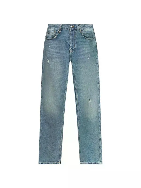 Emporio Armani Distressed Logo Plaque Jeans