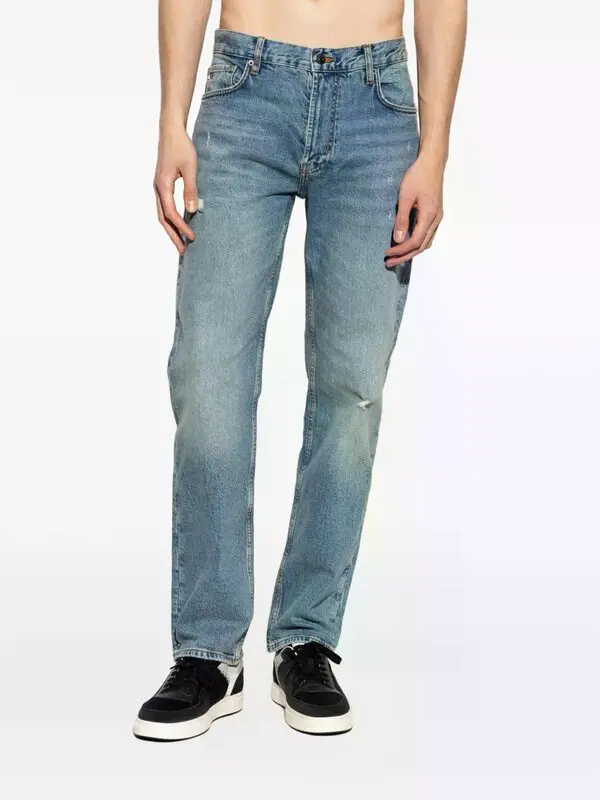 Emporio Armani Distressed Logo Plaque Jeans