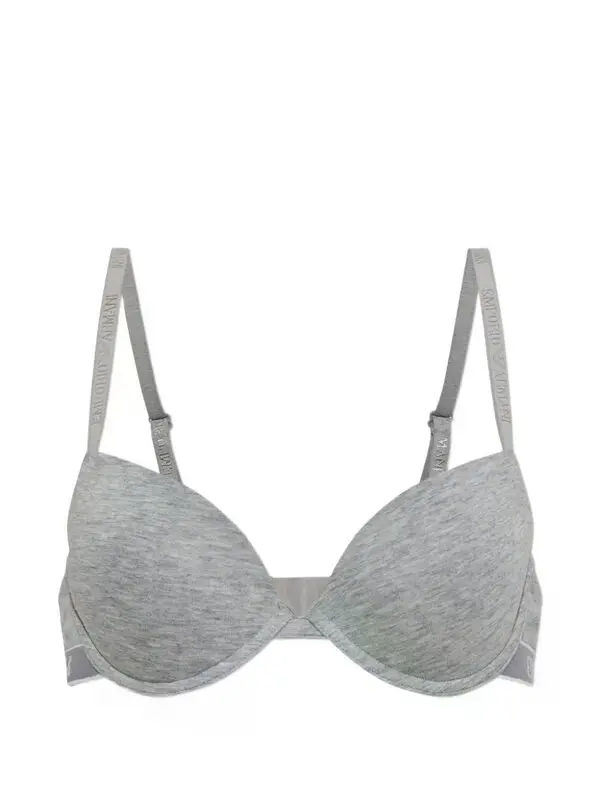 Emporio Armani Logo-tape Underwired Bra - Grey