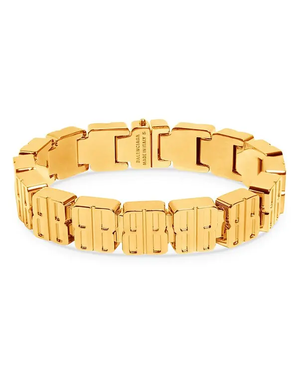 Balenciaga Nano Mini Link Bracelet In Brass - Shiny Gold
