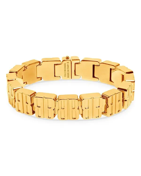 Balenciaga Nano Mini Link Bracelet In Brass - Shiny Gold