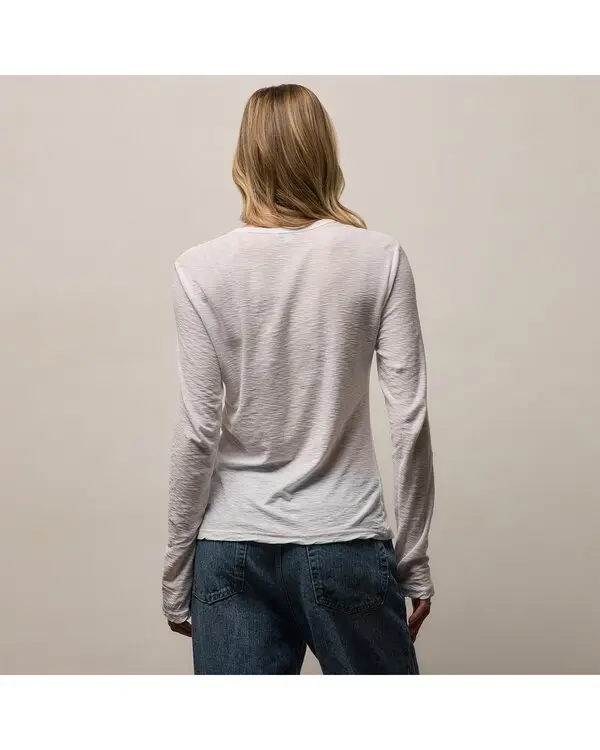 JAMES PERSE Sheer Slub Long Sleeve Crew Tee - White