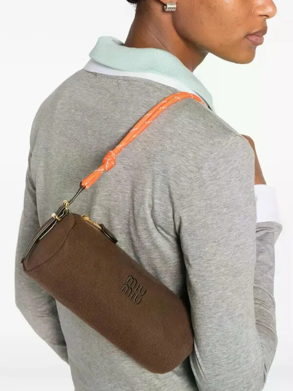 Miu Miu Gabardine Cylindrical Shoulder Bag - Brown