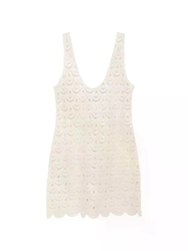 MC2 SAINT BARTH Raya Sequin-embellished Crochet Knit Top - Neutrals