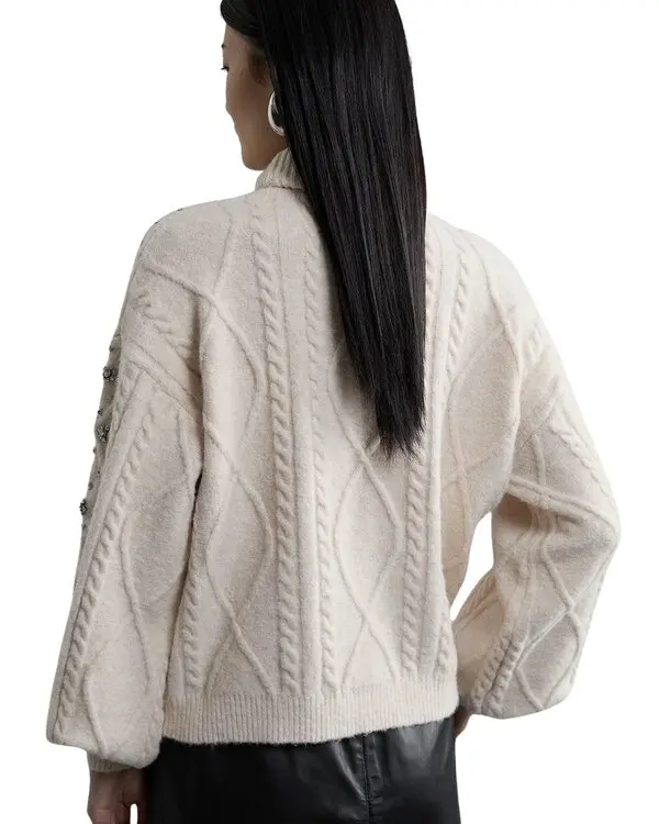 Karen Millen Wool Blend Embellished Cable Knit Jumper