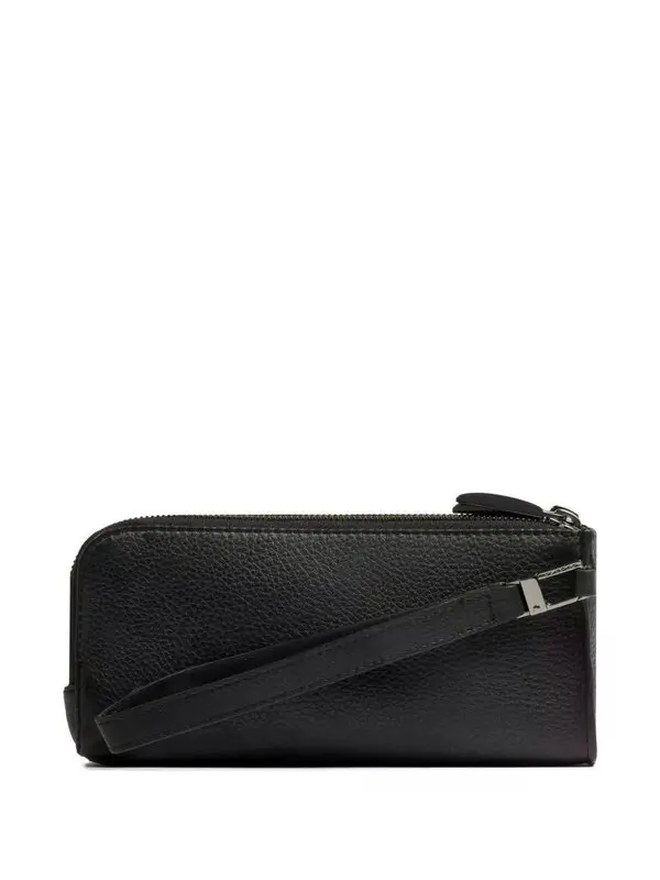 PIQUADRO Grained Leather Clutch Bag - Black