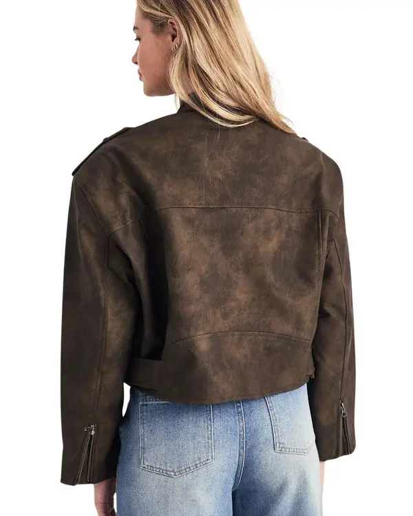 Nasty Gal Cropped Biker Jacket With Belt Detail