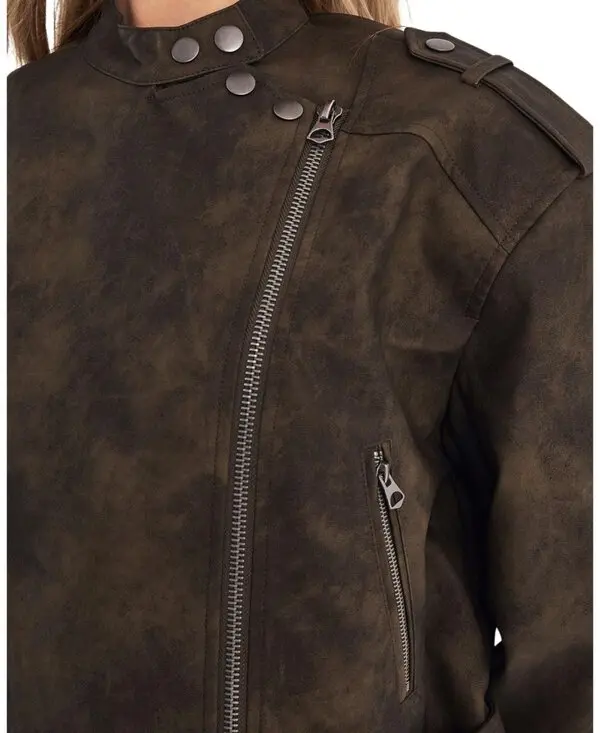 Nasty Gal Cropped Biker Jacket With Belt Detail