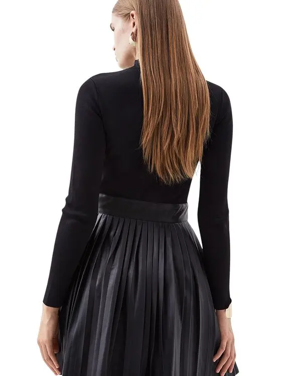 long sleeve pleated skater dress Urban Touch Long Sleeve Pleated Skater Dress