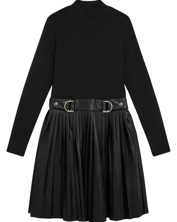 long sleeve pleated skater dress Urban Touch Long Sleeve Pleated Skater Dress