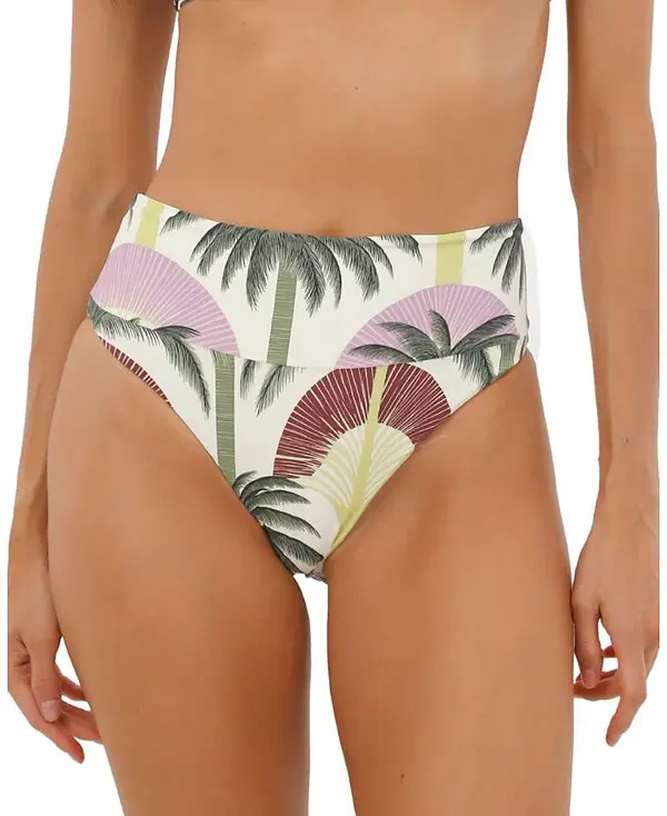 MALAI High-waisted Tropical Print Bikini Bottom - Tropical Mystic