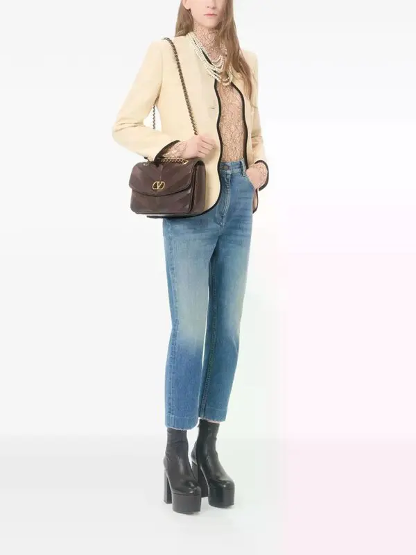 Valentino Garavani Silk Linen Canvas Jacket With Velvet Trim