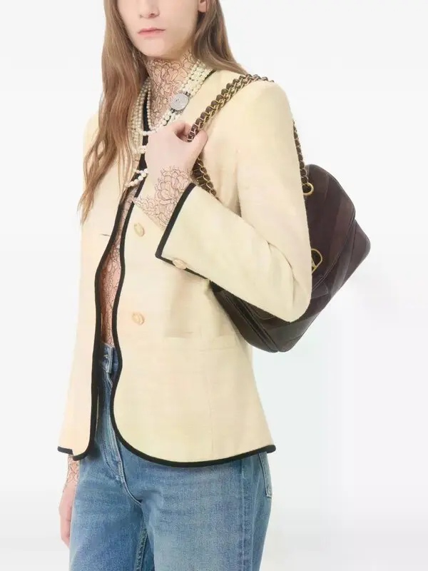 Valentino Garavani Silk Linen Canvas Jacket With Velvet Trim