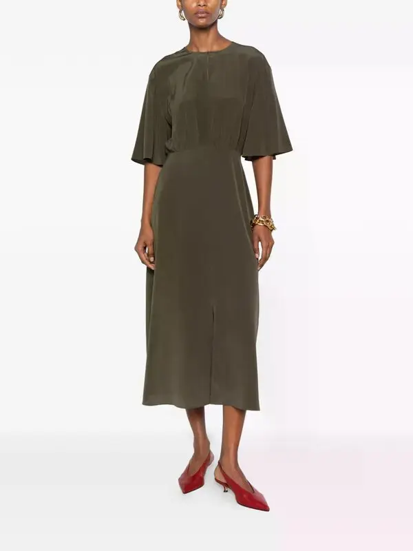 JOSEPH Silsila Gathered-waistline Split Dress - Green
