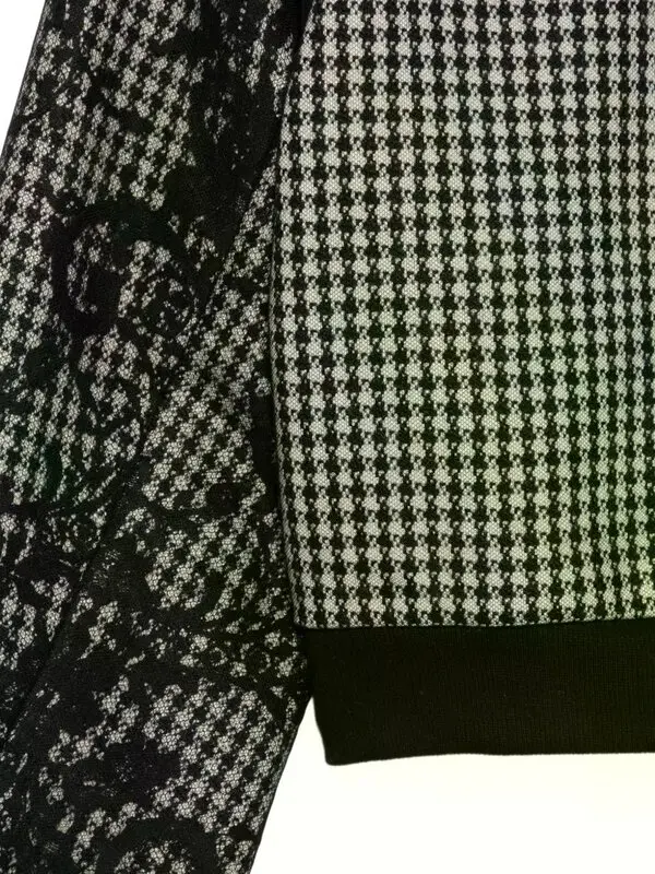QUETSCHE Houndstooth Lace-overlay Cropped Jacket