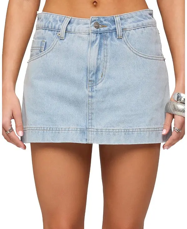 EDIKTED Shanice Denim Mini Skort - Light-blue