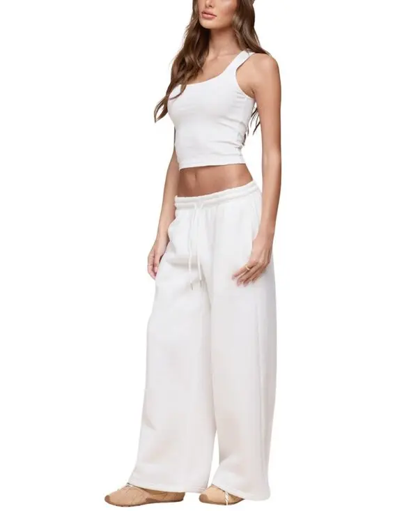 EDIKTED Linda Ribbed Scoop Neck Tank Top - White