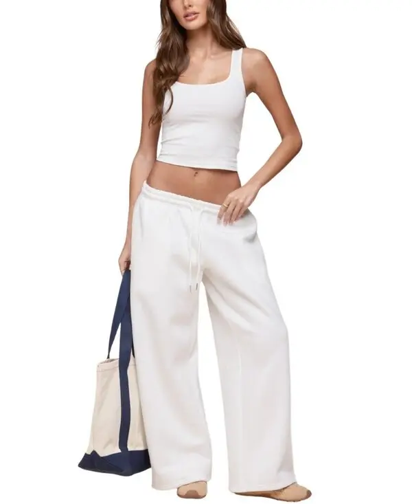 EDIKTED Linda Ribbed Scoop Neck Tank Top - White